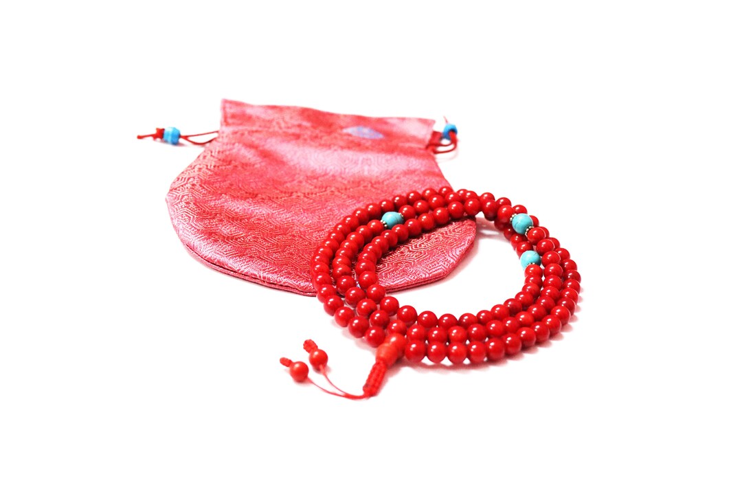 Tibetan Red Coral Mala; Available in Turquoise, Conch Shell, Carnelian ...