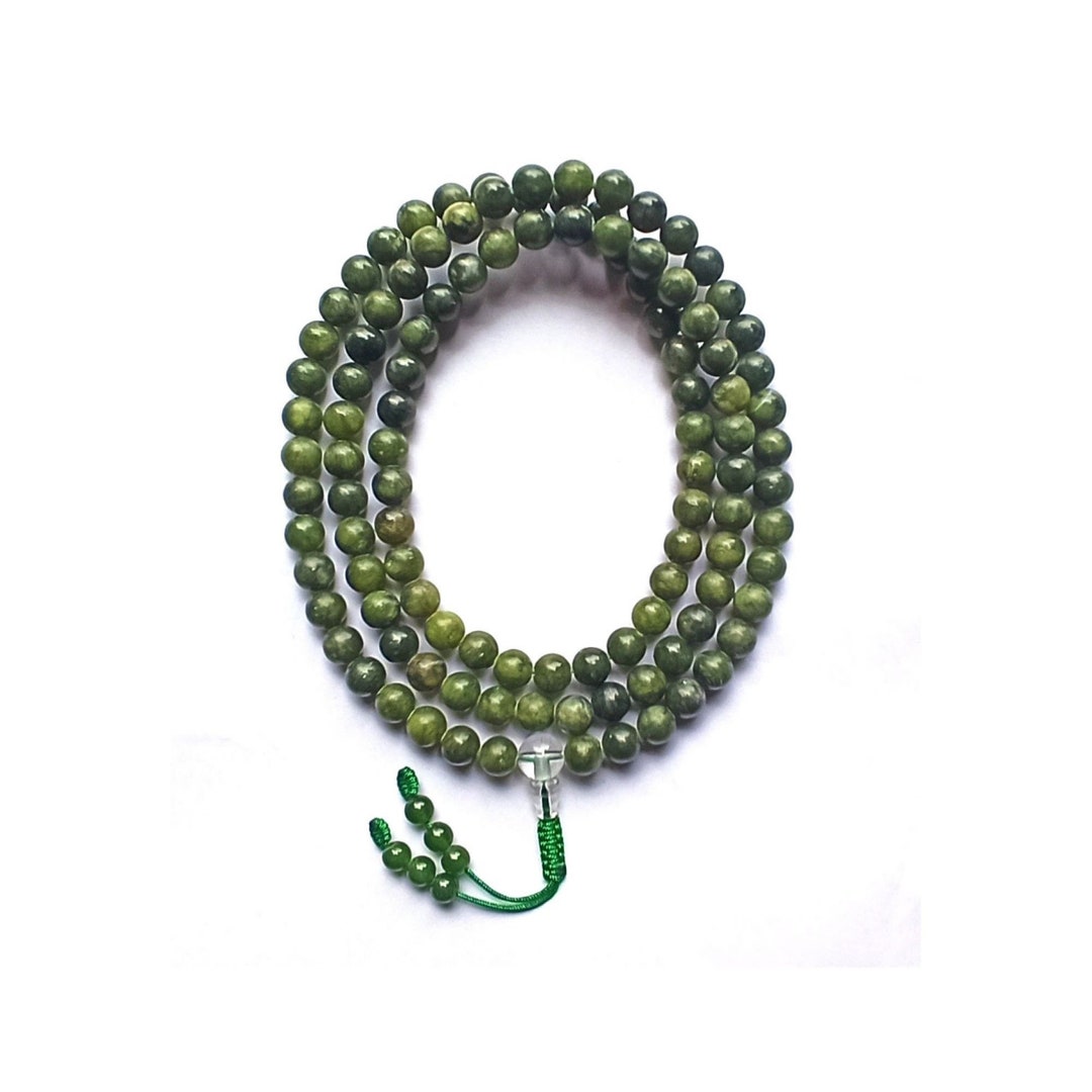 High Quality Dark Jade Stone Mala, Natural Jade Stone Mala, Buddhist ...