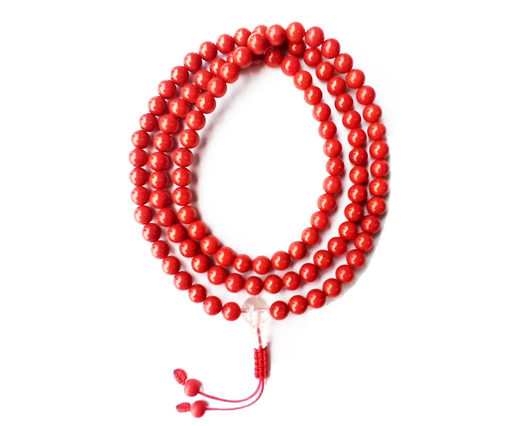 Superior Quality, Tibetan Red Coral Mala, Buddhist Mala, Tibetan Mala ...