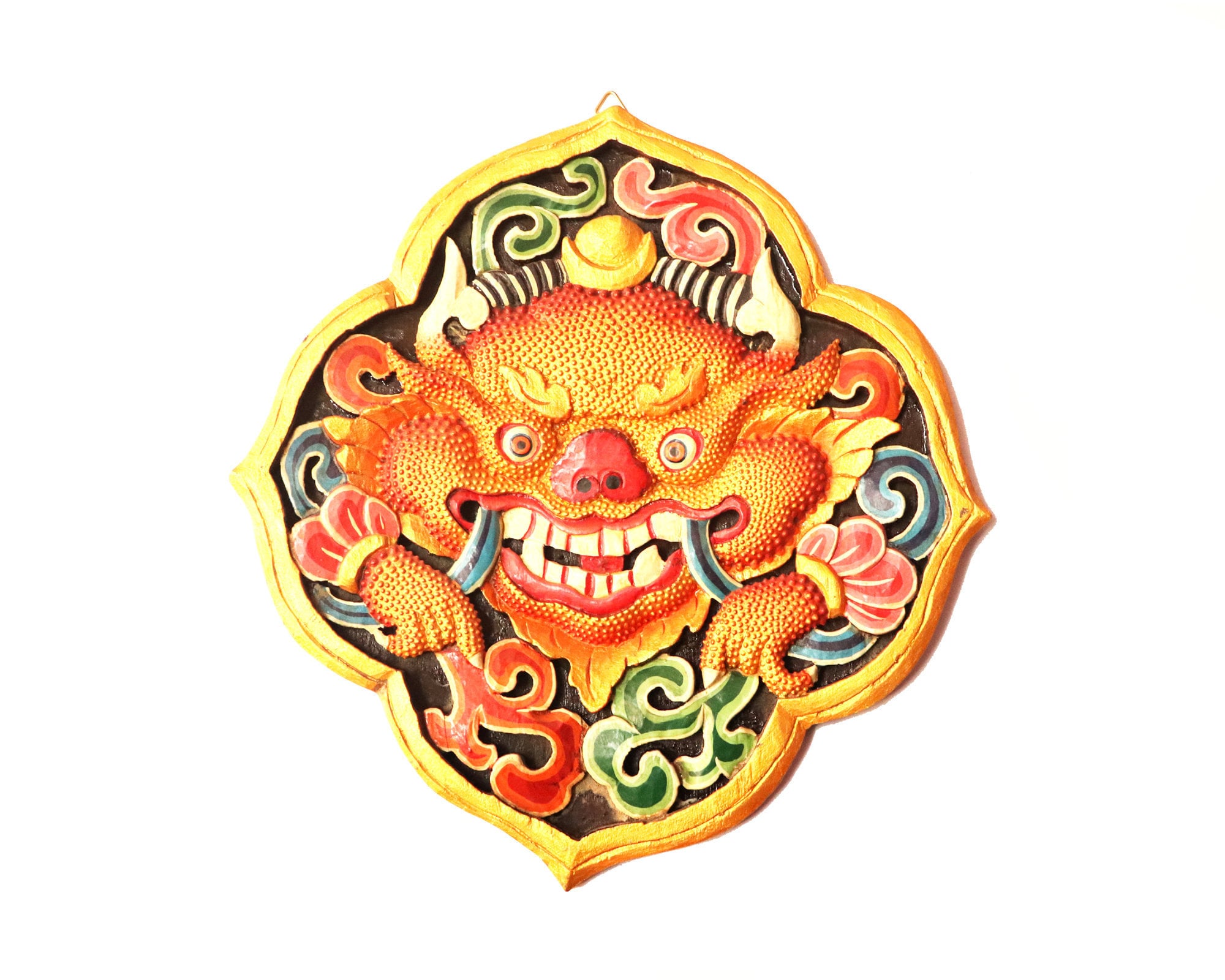 Tibetan Buddhist Deity Mahakala Face Wood Carving Wall - Etsy Ireland