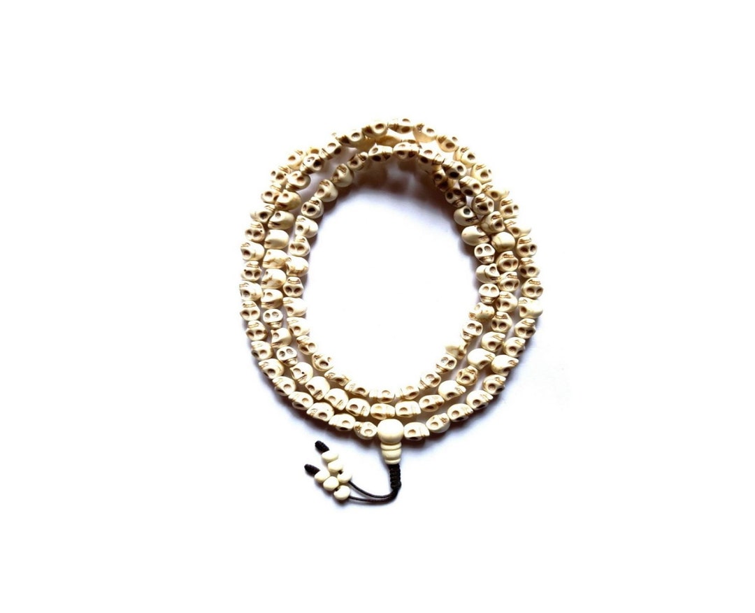 Hand Carved Skull Mala, Buddhist Mala, Tibetan Mala, Symbol of "courage ...