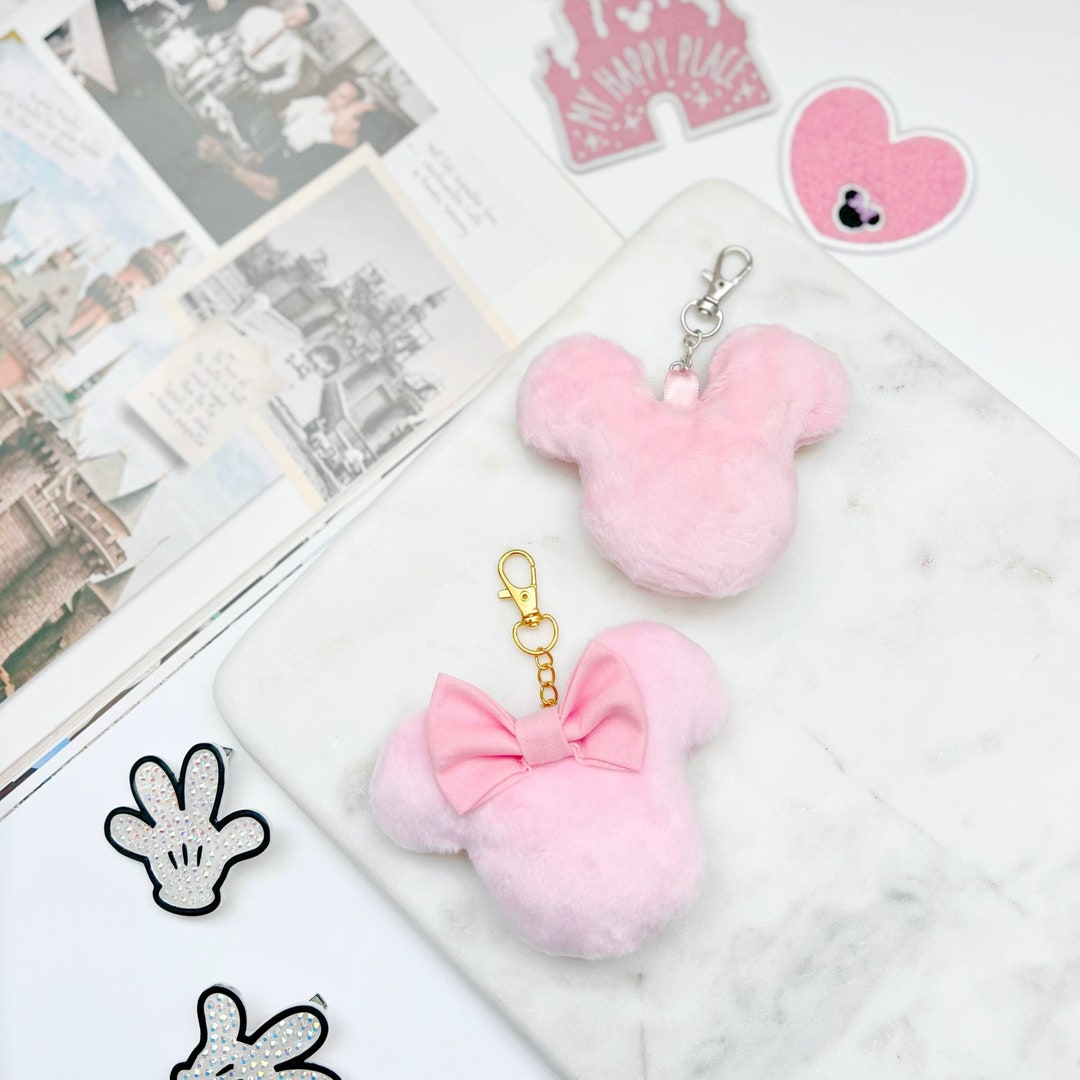 Mickey/minnie Plush Keychain-pastel Pink - Etsy