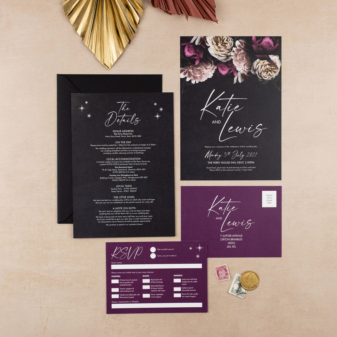 DUSK WEDDING INVITATION Gothic Wedding Invitation Black Wedding ...