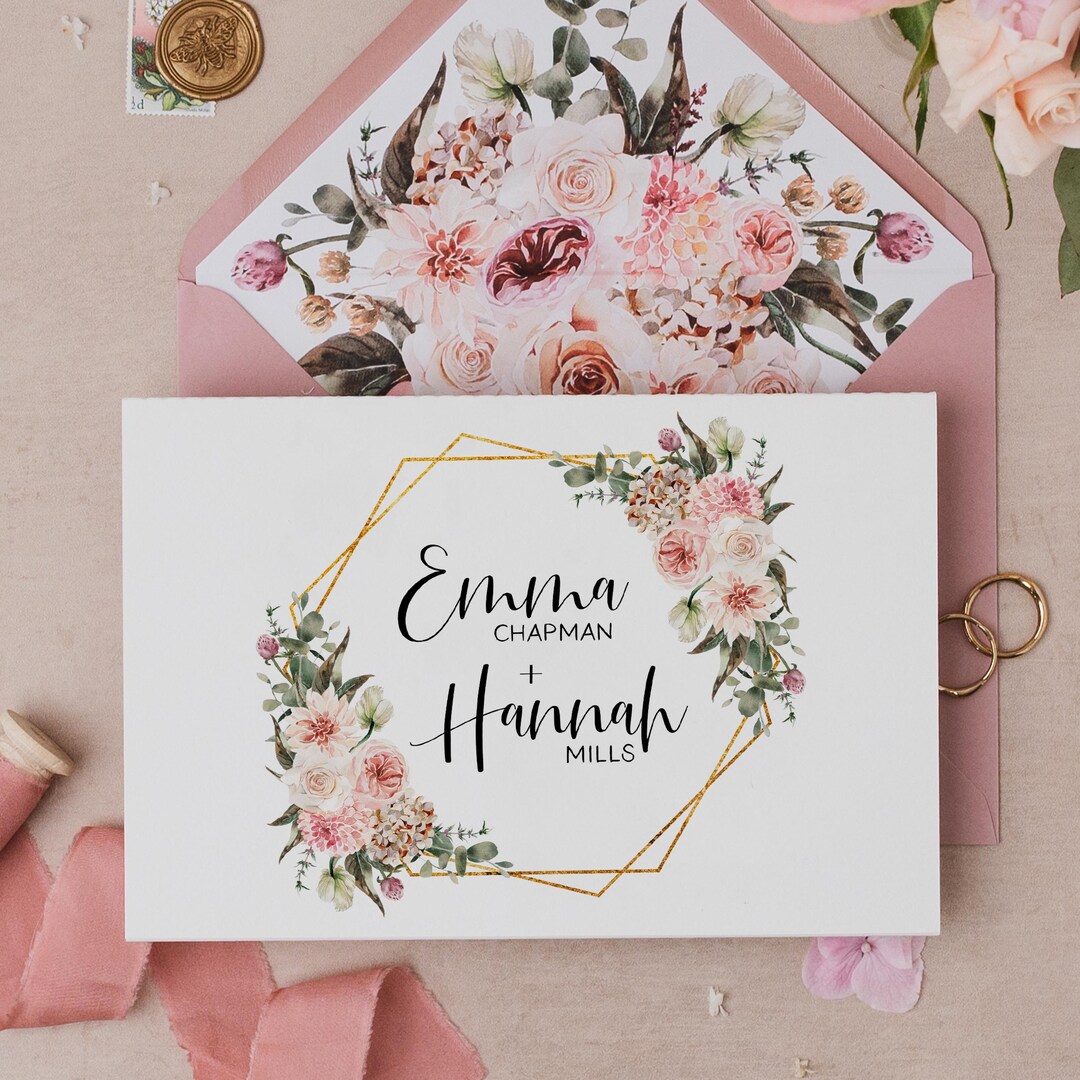 Flora Concertina Folded Wedding Invitation Sample - Blush Pink & Sage ...