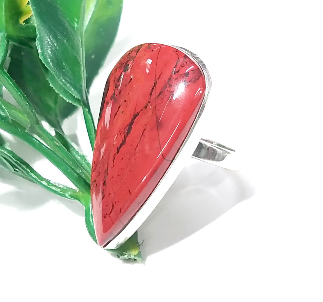 Natural Red Jasper Gemstone Ring 925 Solid Sterling Silver Ring ...