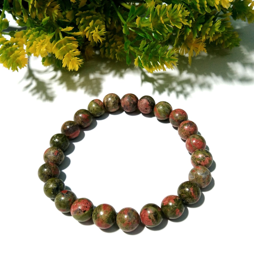 Buy Unakite Bracelet Beads Stone Natural Unakite Gemstone Bracelet ...