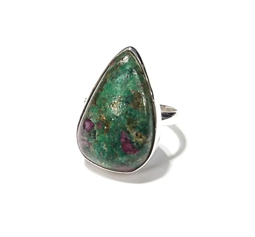 Natural Ruby Fuchsite Cut Gemstone Ring: Handmade 925 Sterling Silver ...