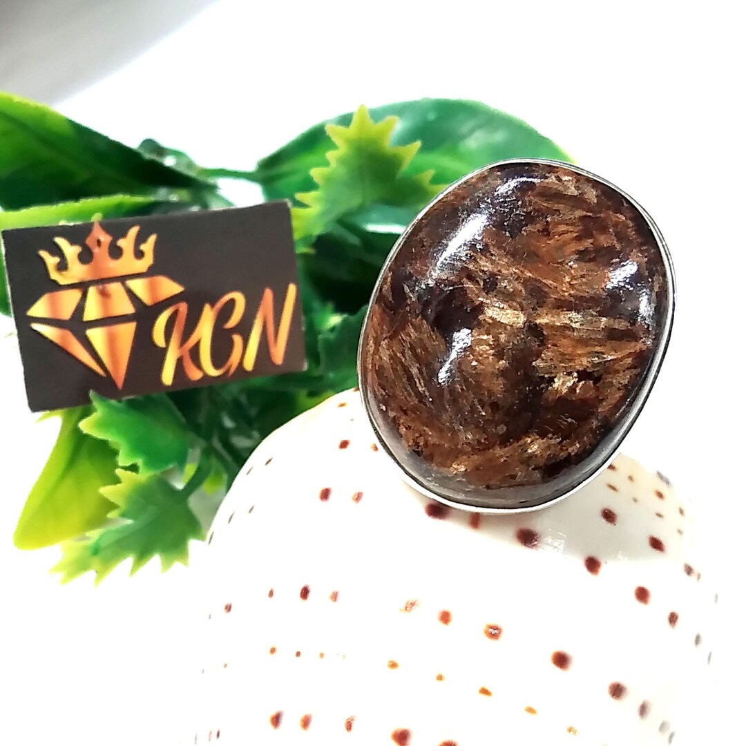 Handmade Bronzite Gemstone Ring: Oval Sterling Silver, Size 26x21 Mm - Etsy