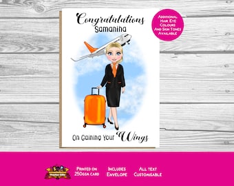 Personalised Flight Attendant New Job Card - Congratulations Card for ...