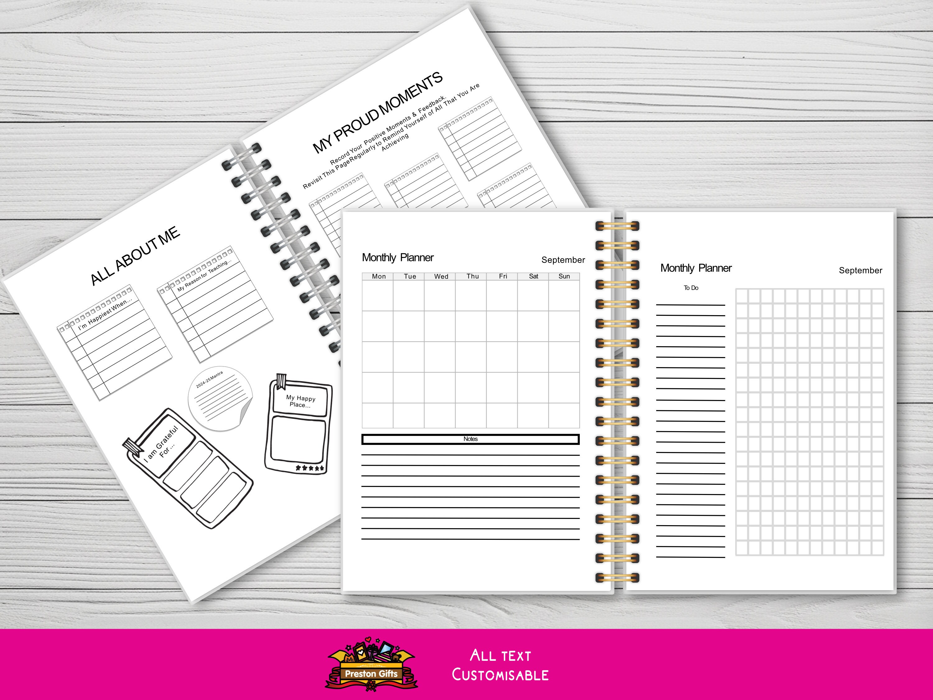 Personalised A4 Teacher Planner, Custom Diary for Teacher, Female ...