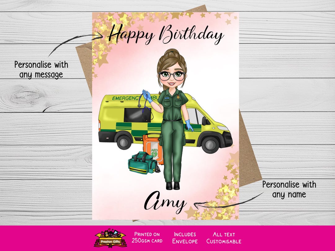 Paramedic Birthday Card for Her, Personalised Paramedic Card, Female ...