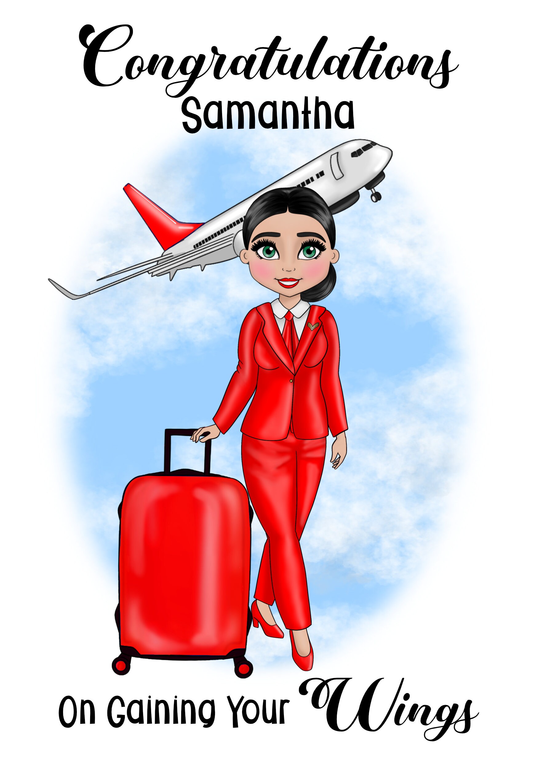 Flight Attendant Congratulations Card, Gaining Wings Card Cabin Crew ...