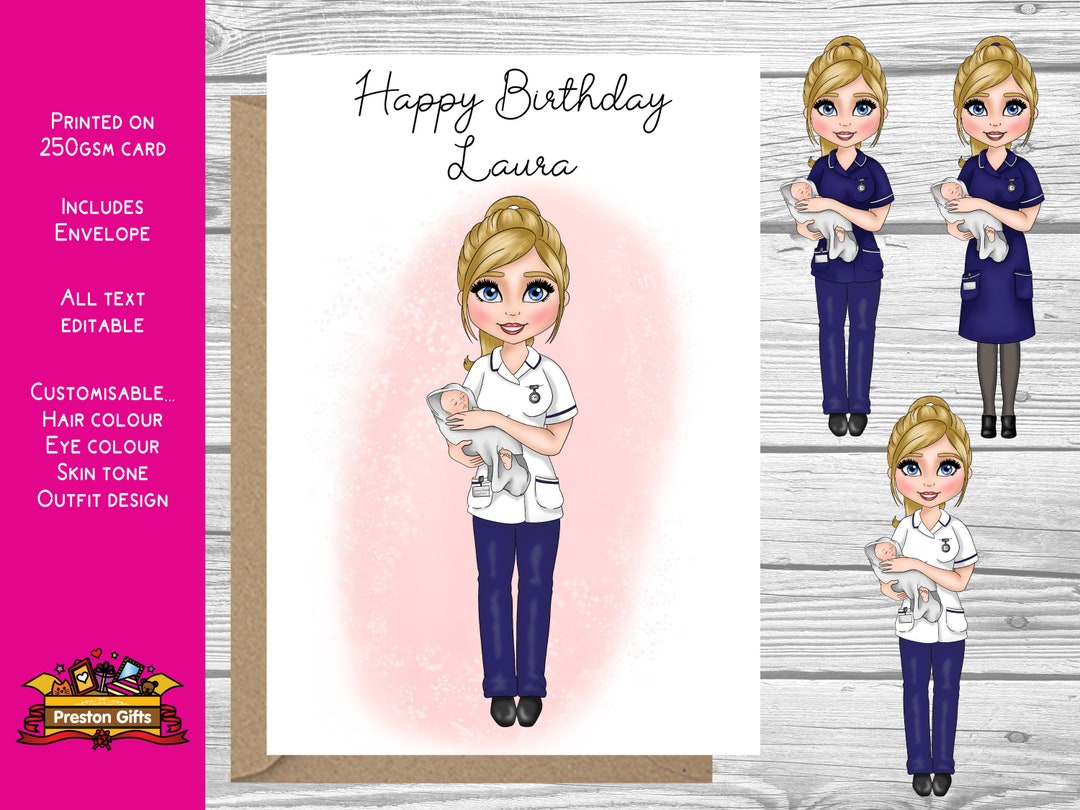 Midwife Birthday Card, Personalised Birthday Card for Midwife, Midwife ...