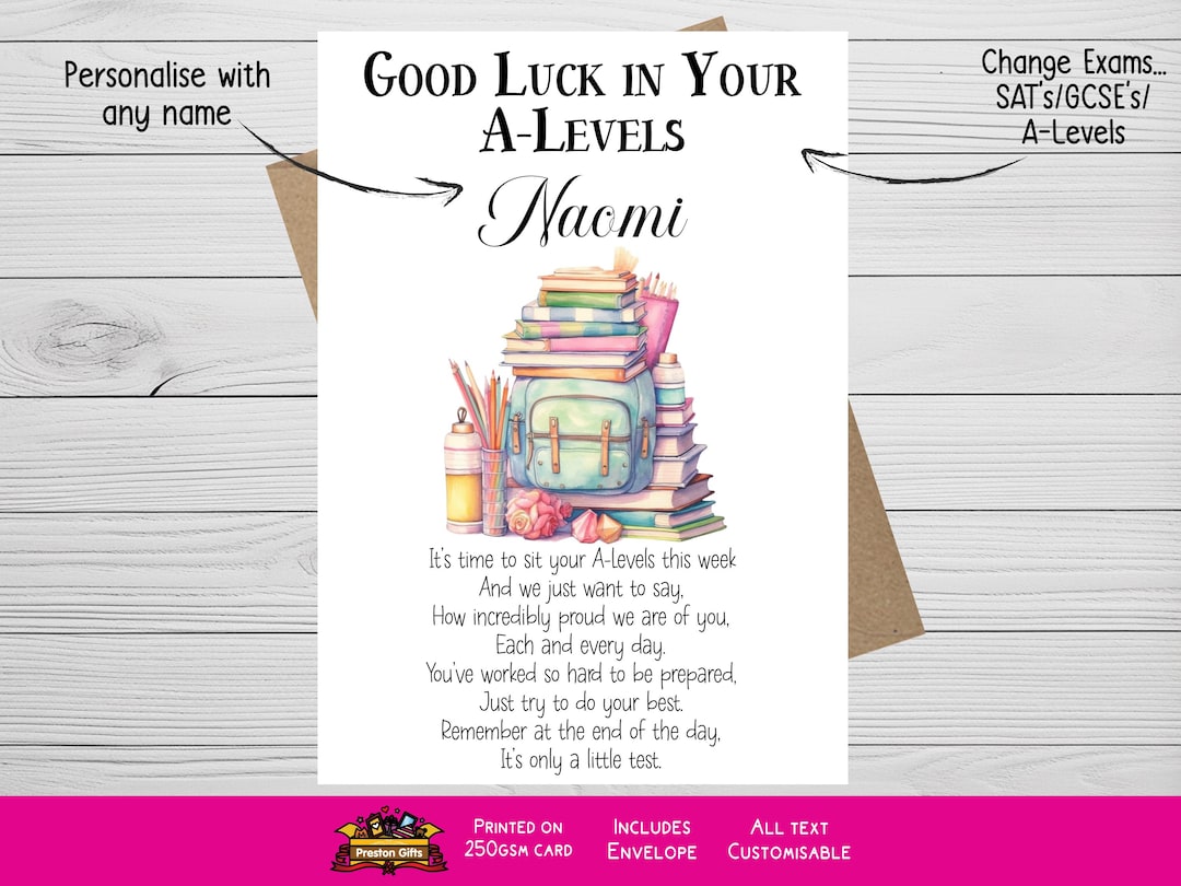 Good Luck in Your Gcse's Card, Personalised Good Luck in Your Exams ...