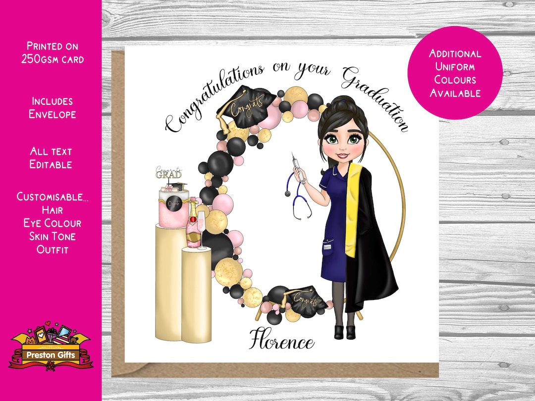 Personalised Nurse Graduation Card, Nurse Congratulations Card, Nursing ...