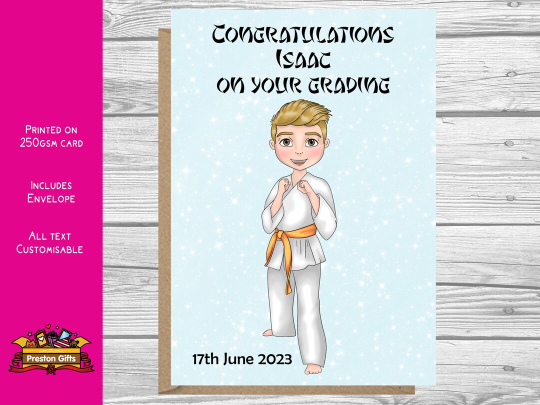 Martial Arts Congratulations Card, Ju Jitsu Grading Card, Karate Belt ...