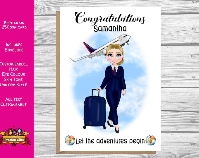 Cabin Crew New Job Card, Flight Attendant Congratulations Card, Gaining ...
