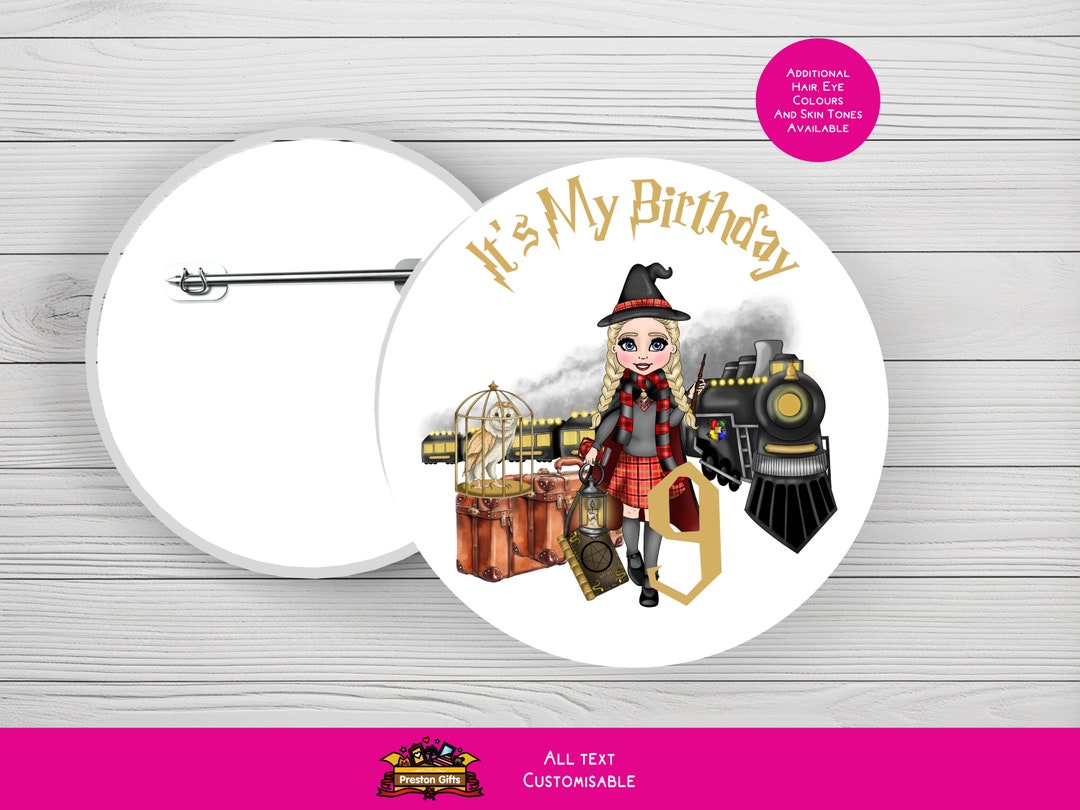 Personalised Wizard Badge for Girls Birthday, Wizard Birthday Badge for ...