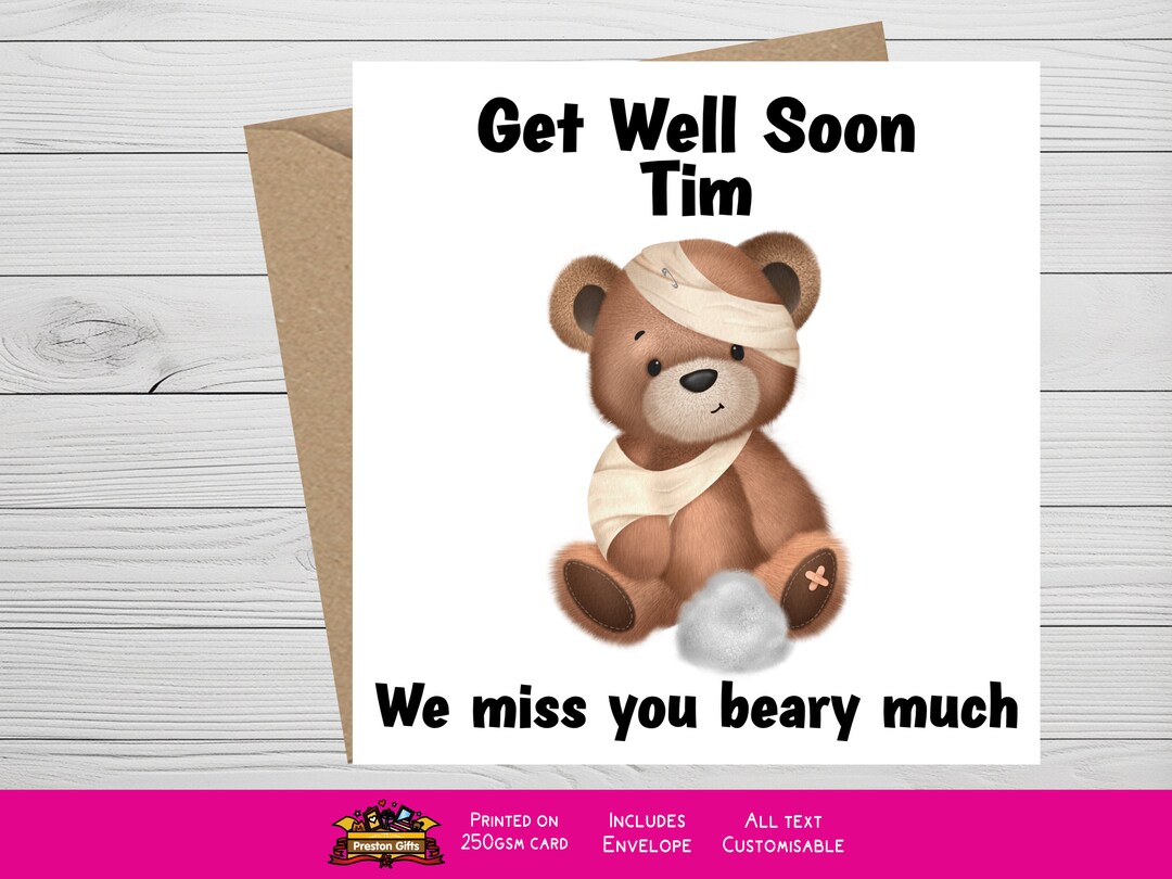 Personalised Get Well Soon Card for Him, Get Well Soon Card for Her ...