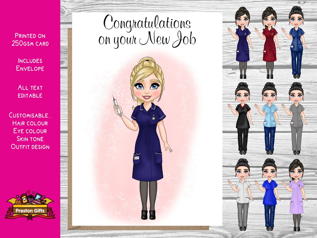 Congratulations on Your New Job Nurse Card, New Job Card for Nurse ...