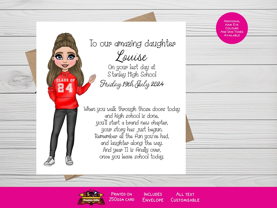 School Leaver Card for Girls, Secondary School Leavers 2024 Card ...