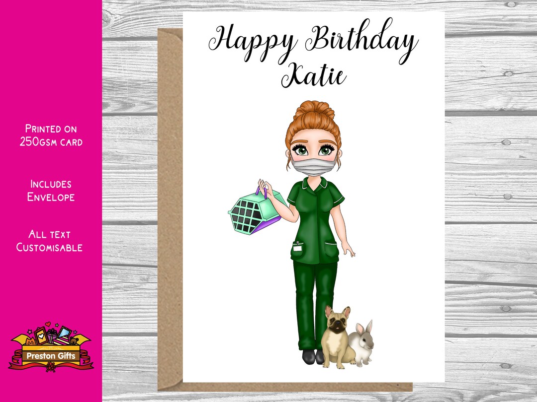 Personalised Vet Birthday Card, Vet Nurse Birthday Card, Veterinary ...