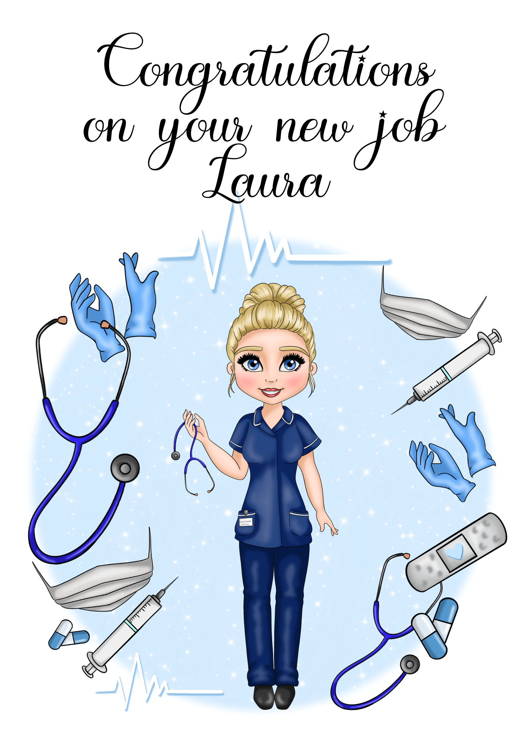 New Job Card for Nurse Congratulations Nurse Card Graduation - Etsy UK
