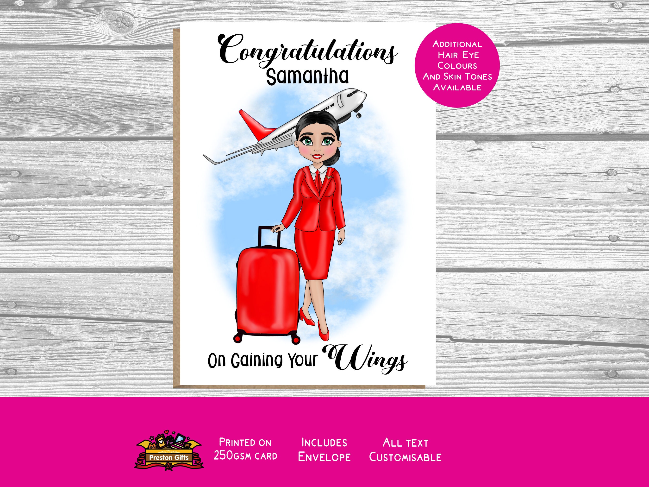 Flight Attendant Congratulations Card, Gaining Wings Card Cabin Crew ...