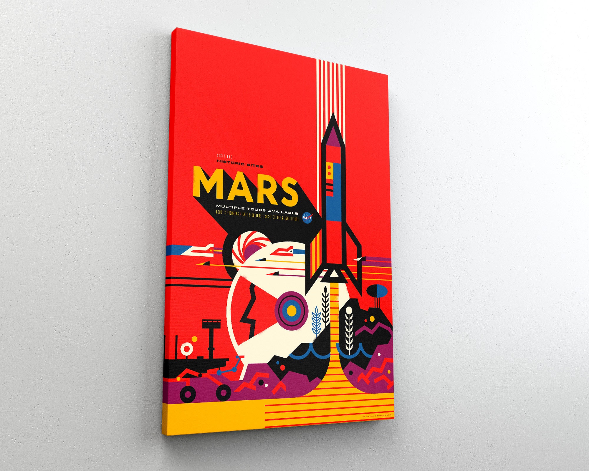 NASA Mars Canvas Print the Red Planet Poster Retro - Etsy