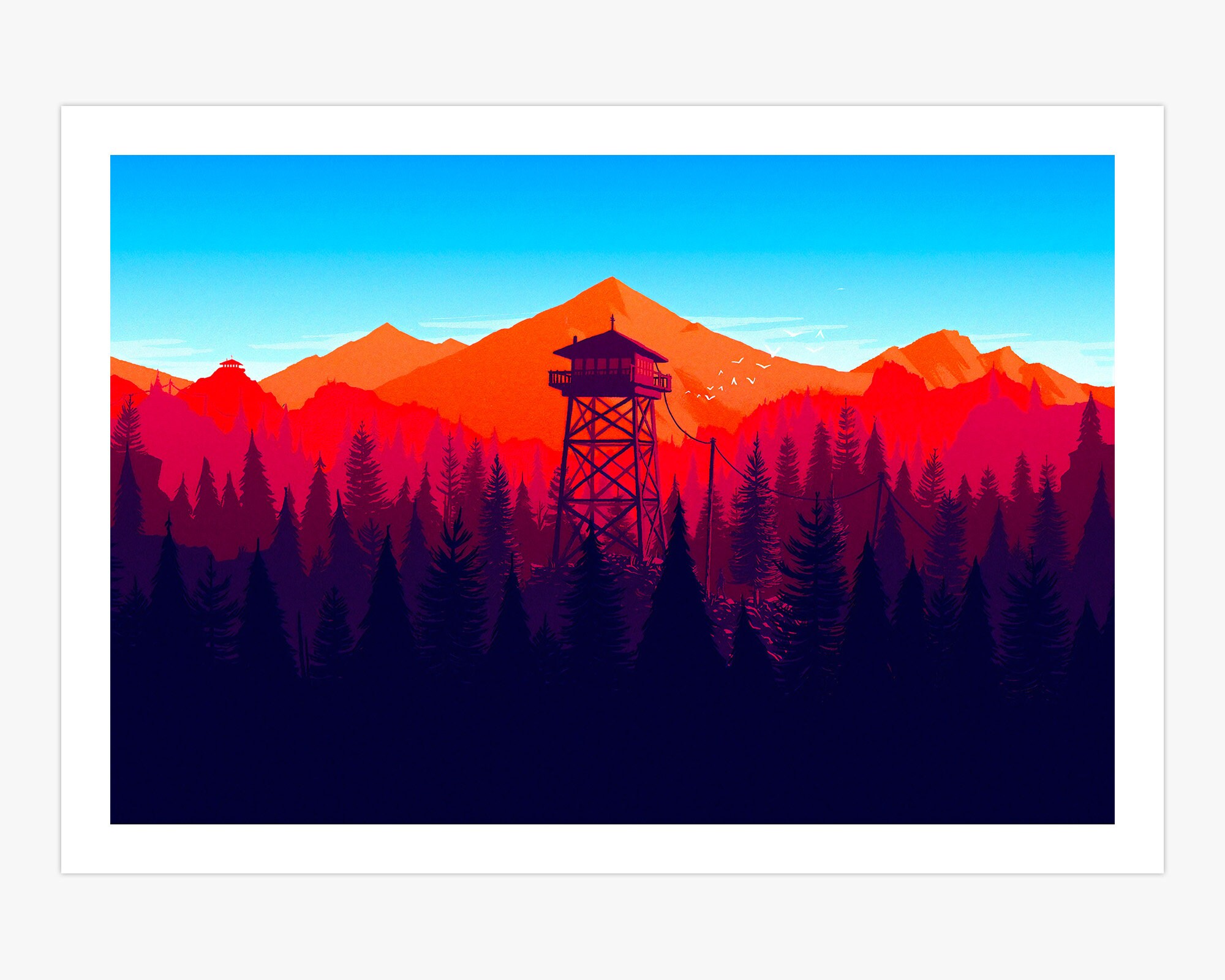 Firewatch Watchtower Canvas Print Daytime Lookout Poster Mountains ...