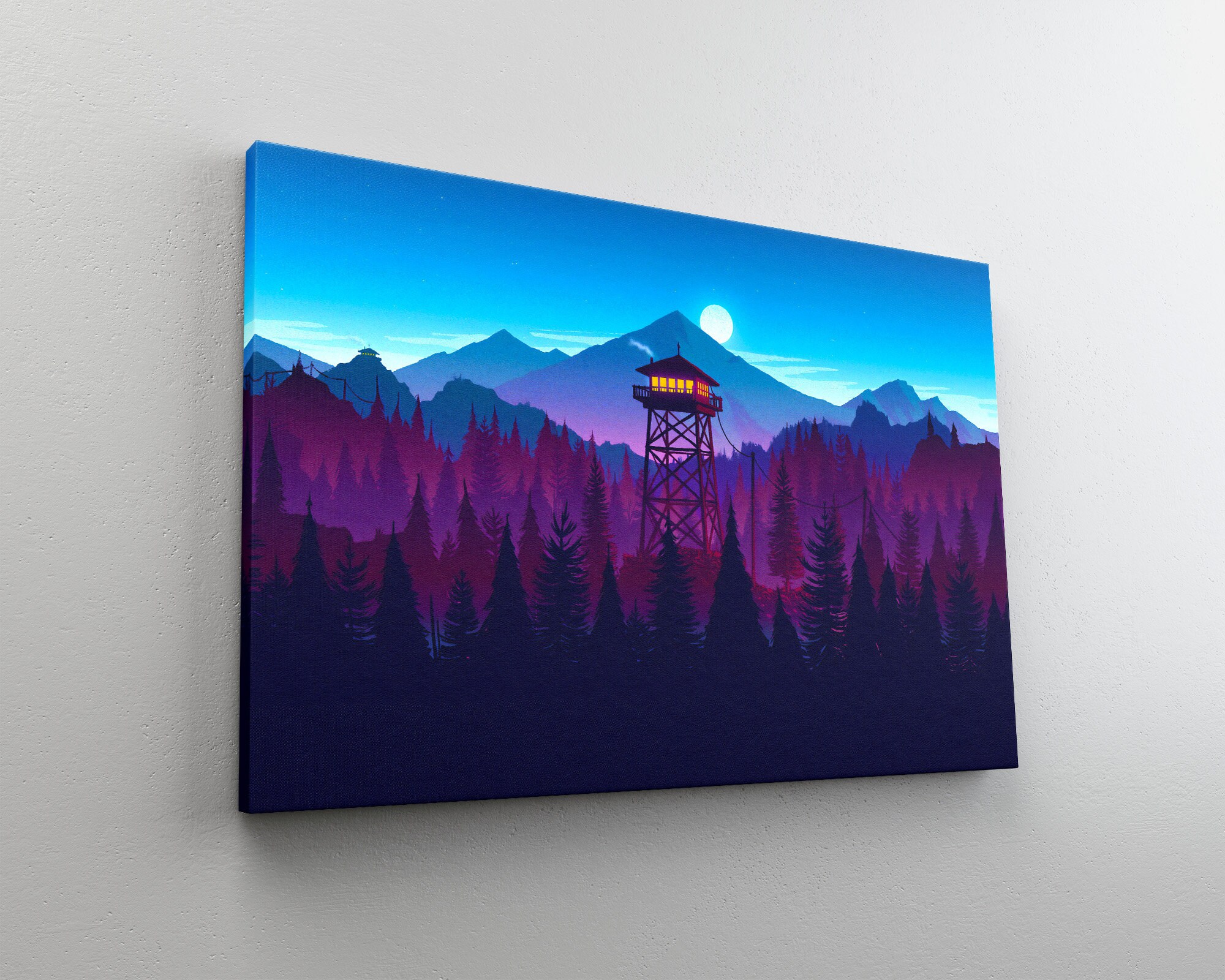 Firewatch Watchtower Canvas Print Nighttime Lookout Poster - Etsy