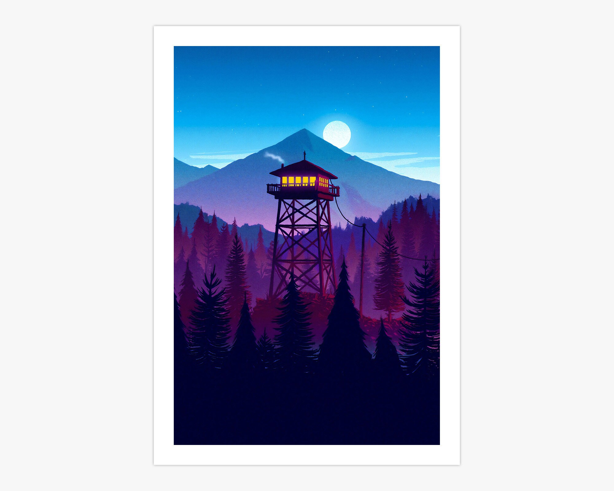 Firewatch Watchtower Canvas Print Nighttime Lookout Poster | Etsy