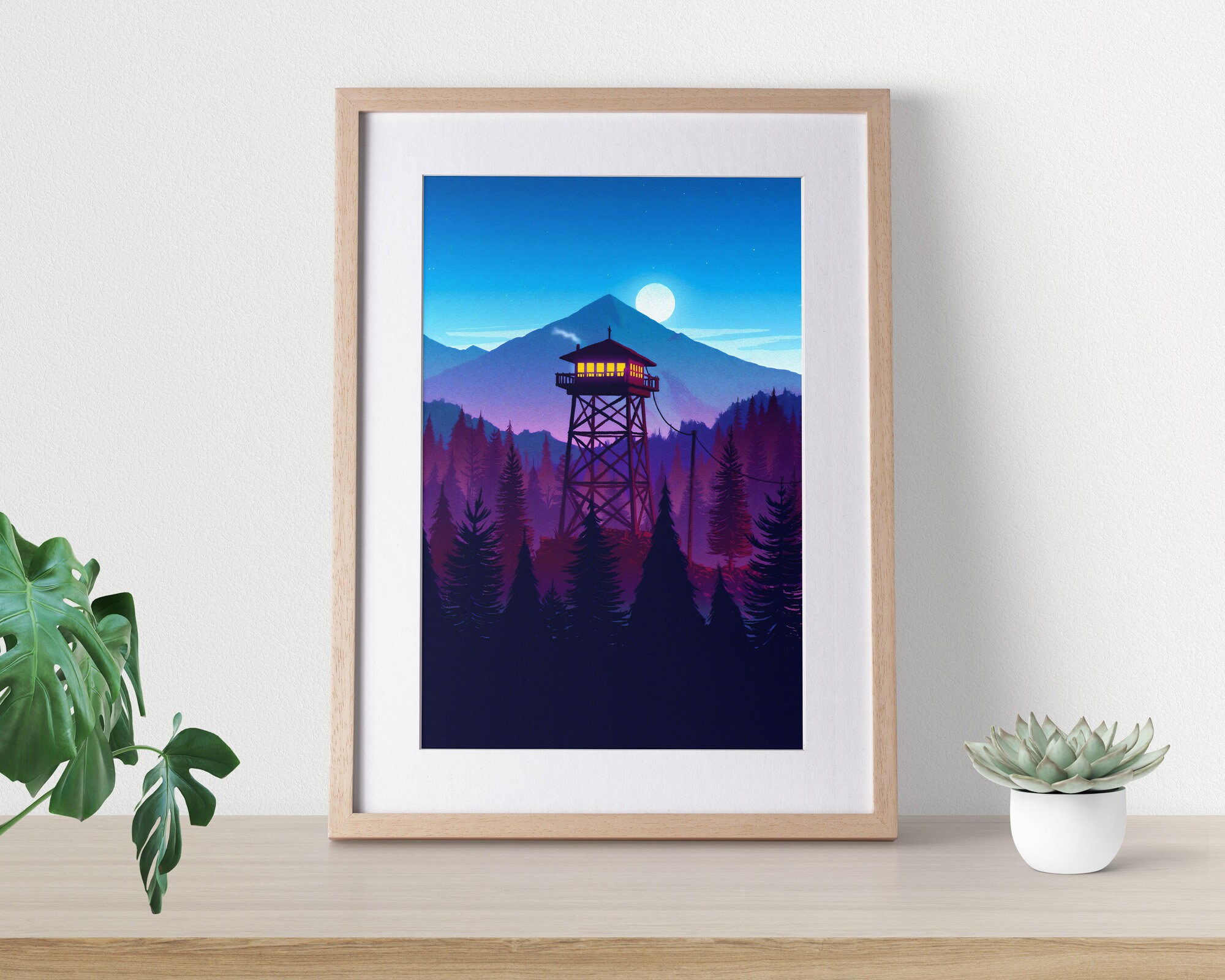Firewatch Watchtower Canvas Print Nighttime Lookout Poster | Etsy