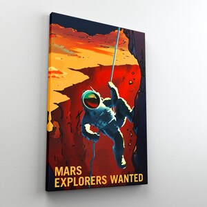 NASA Mars Explorers Wanted Canvas Print the Red Planet Poster Retro ...