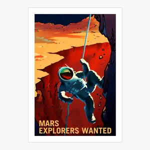 NASA Mars Explorers Wanted Canvas Print the Red Planet Poster Retro ...