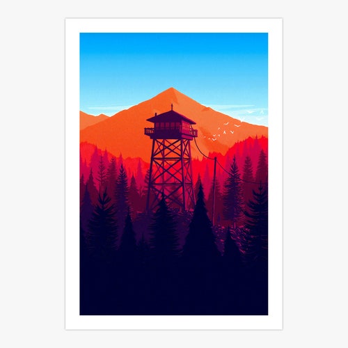 Firewatch Watchtower Canvas Print Nighttime Lookout Poster - Etsy