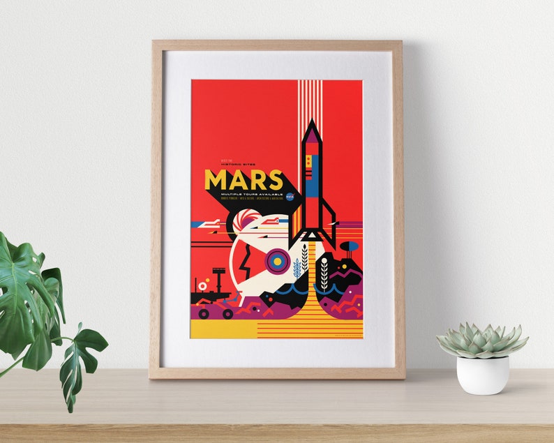 NASA Mars Canvas Print the Red Planet Poster Retro - Etsy