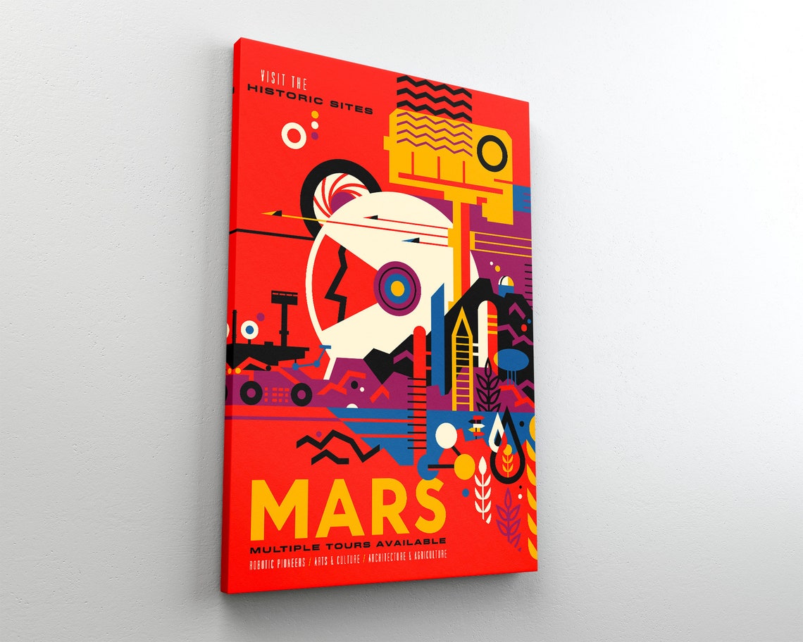 NASA Mars Canvas Print the Red Planet Poster Retro - Etsy