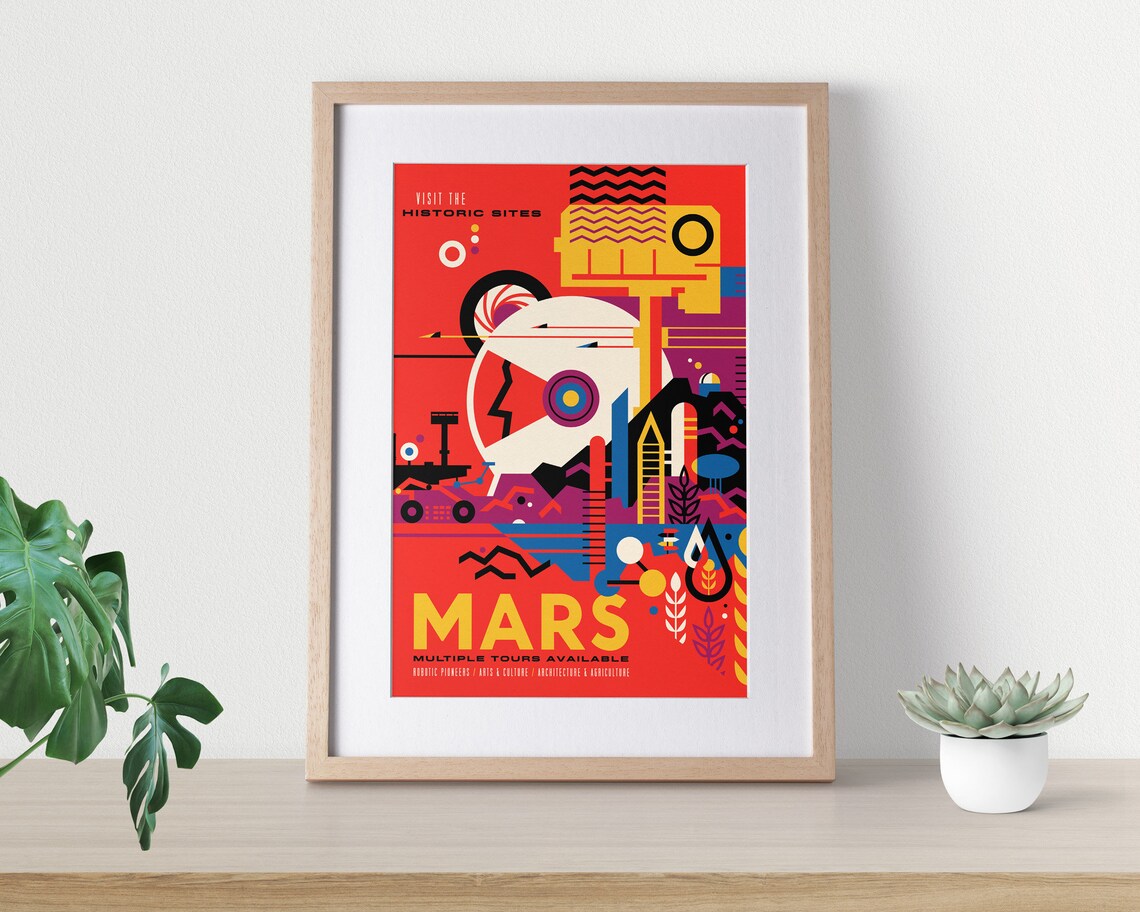 NASA Mars Canvas Print the Red Planet Poster Retro - Etsy