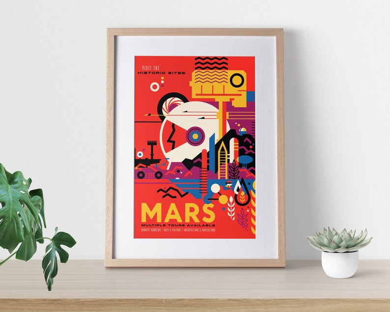 NASA Mars Canvas Print the Red Planet Poster Retro - Etsy