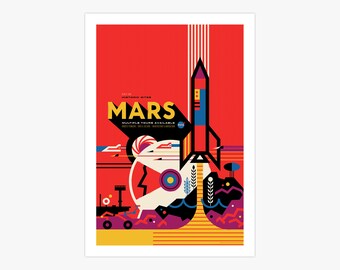 NASA Mars Canvas Print the Red Planet Poster Retro | Etsy