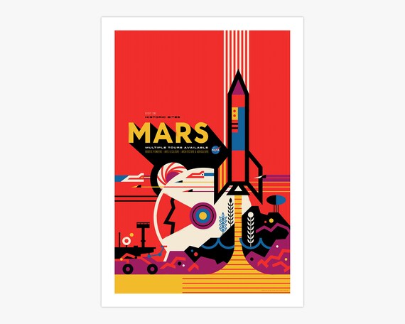 NASA Mars Canvas Print The Red Planet Poster Retro | Etsy