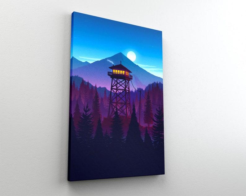 Firewatch Watchtower Canvas Print Nighttime Lookout Poster | Etsy