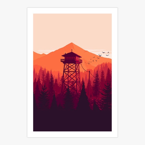 Firewatch Watchtower Canvas Print Nighttime Lookout Poster - Etsy