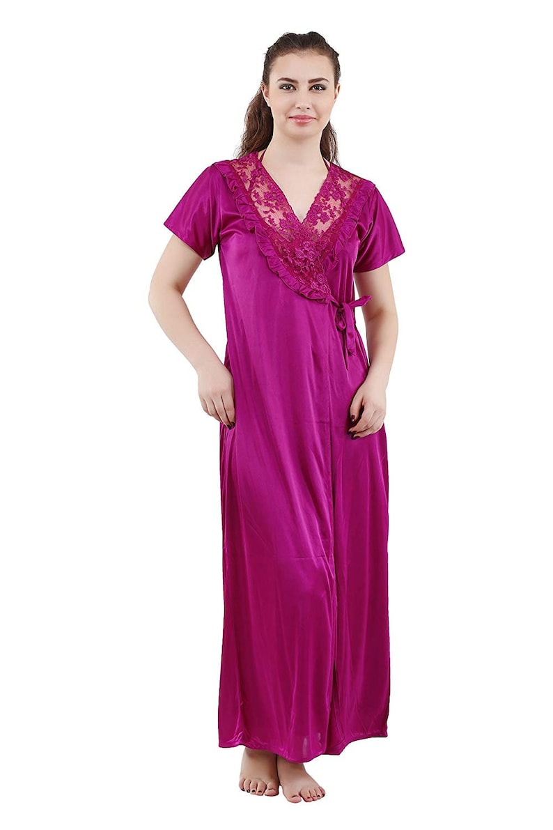 Women Satin Hot Nighty Sexy Night Gown Chemise Sleepwear Nightwear ...