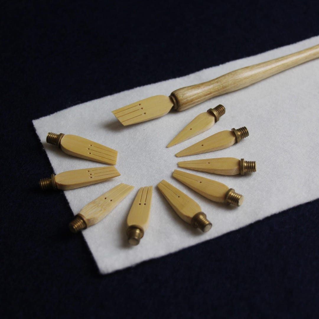 Bamboo Nib Set for Arabic Calligraphy - 1 Handle and 10 Screw on Nibs ...