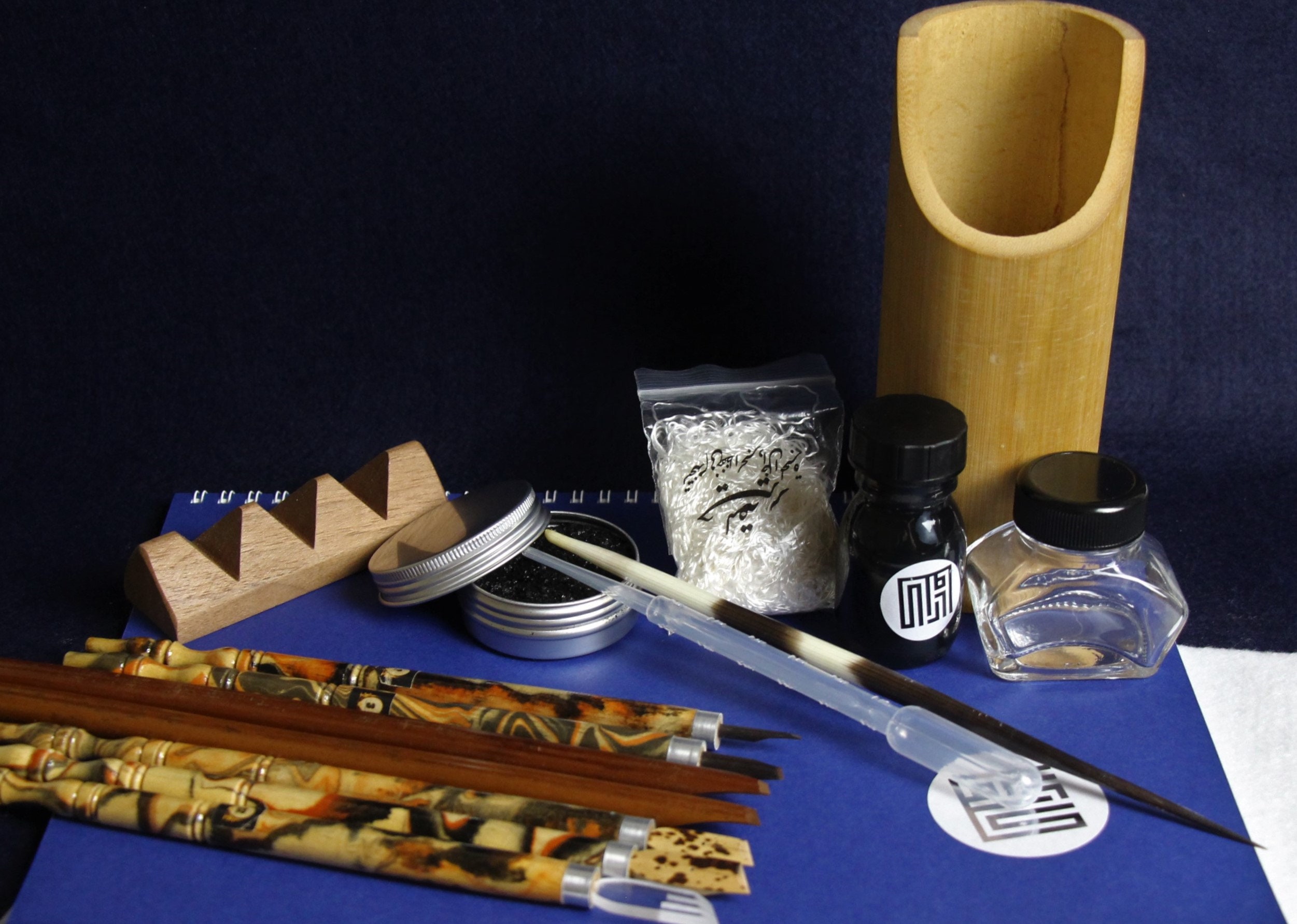 Large Set for Arabic Calligraphy 7 Qalam Pens Ink Inkwell | Etsy UK