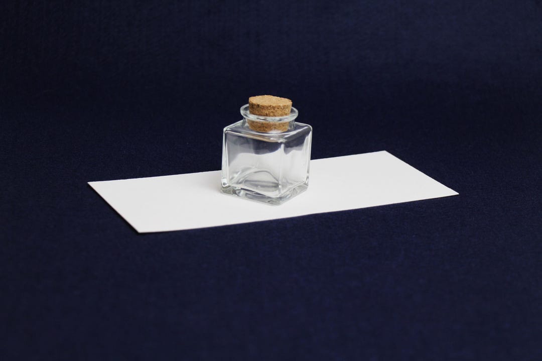 Simple Square Glass Inkwell With Cork Stopper - 50 Ml - Etsy