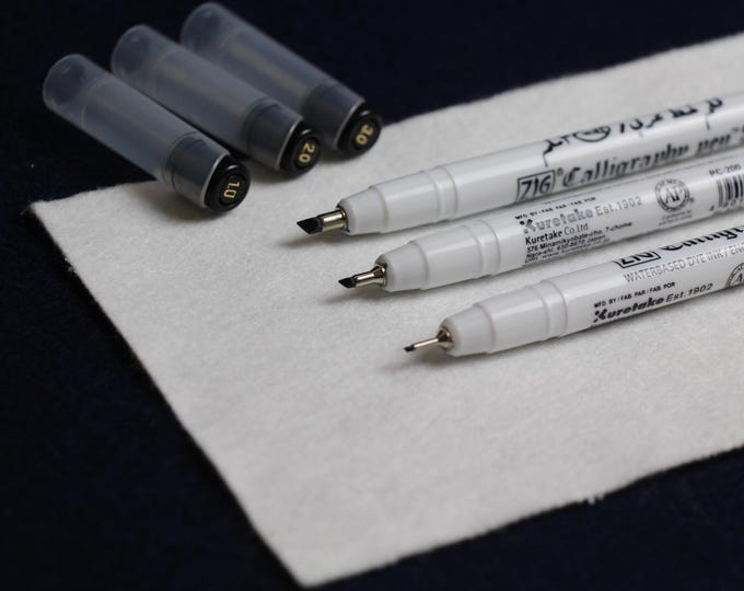 Arabic Calligraphy Qalam Pen Set of 1 Wooden Handle and 3 Brass Oblique ...