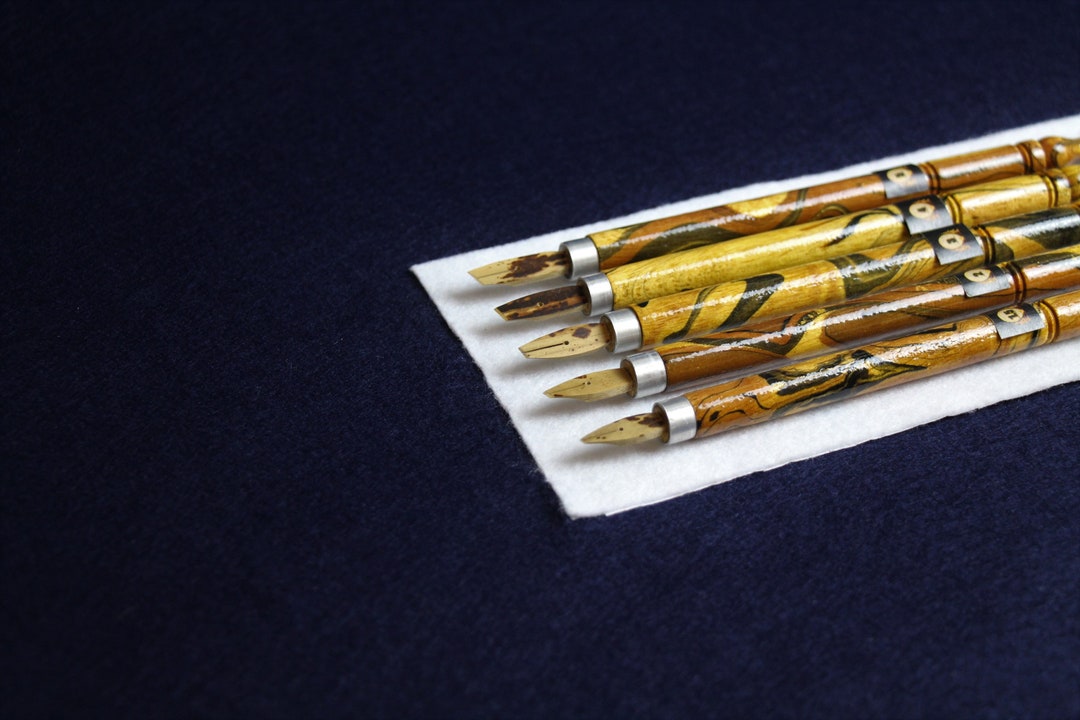 Spotted Bamboo Qalam Pens for Arabic Calligraphy - Set of 5 (1.5 to 5 ...
